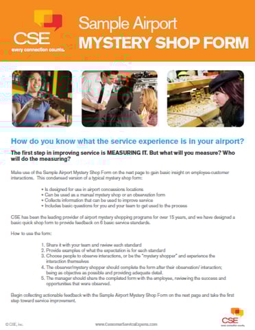 Sample Airport Mystery Shop Form